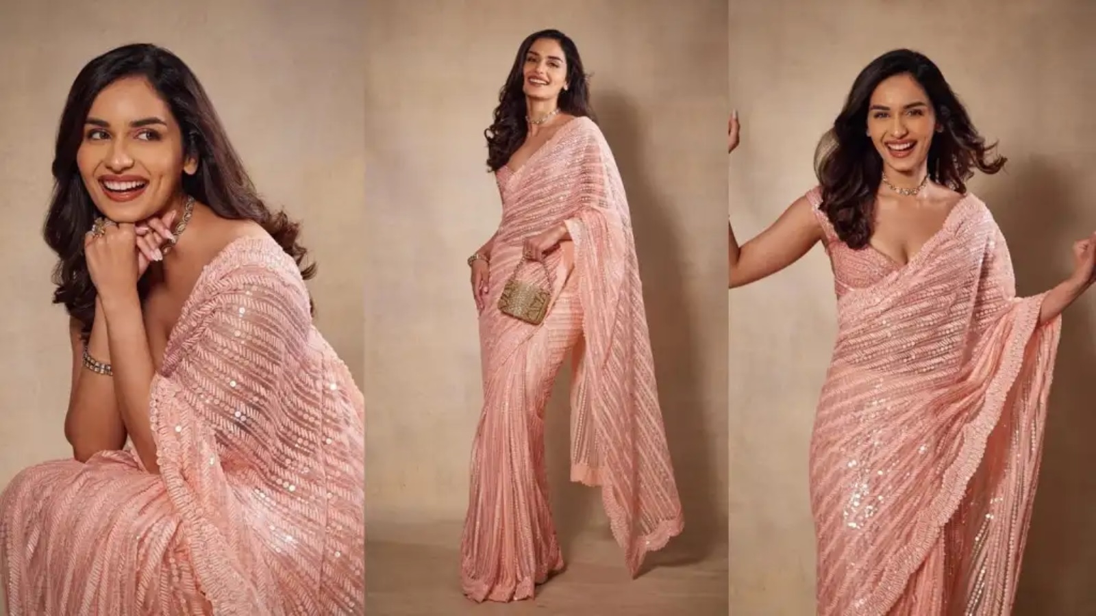Manushi Chhillar In Saree Latest Photo - માનુષી છિલ્લર પિંક સાડીમાં ...