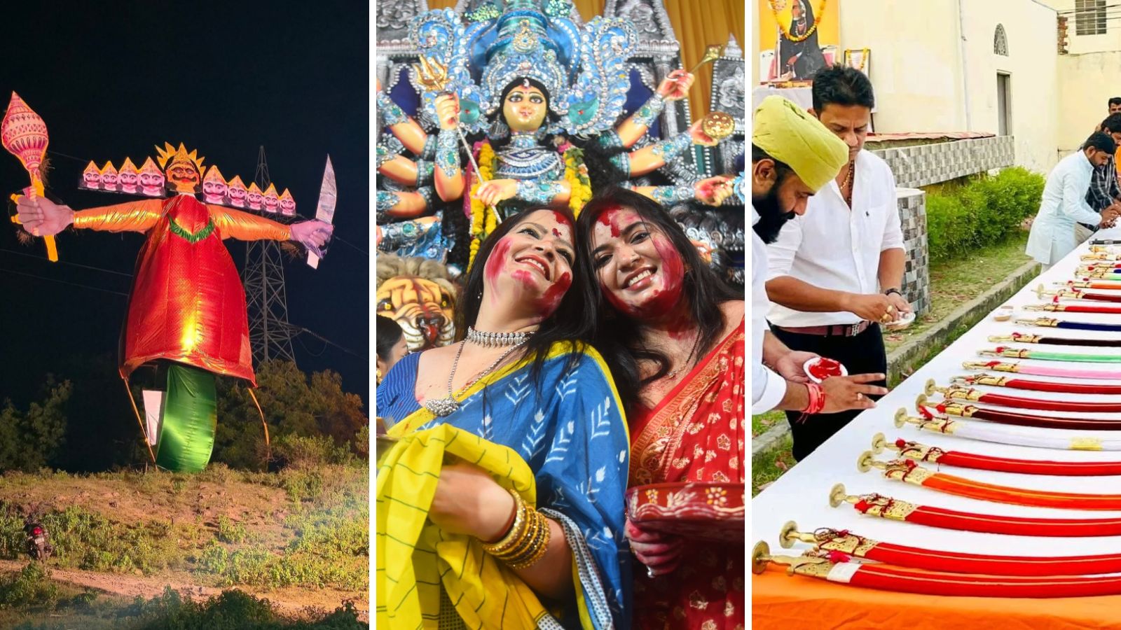 દશેરા 2025 વિજયાદશમી પર દુર્ગા પૂજા સિંદૂર ખેલા રાવણ દહન અને શસ્ત્ર ...